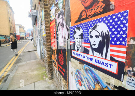 A poster depicting Donald Trump and Kim Jong-Un on Brick Lane ...