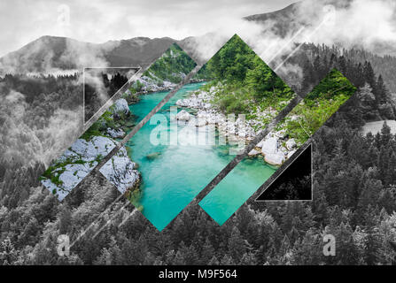 Wilderness in mountains, poly scape landscape. Polyscape nature ...
