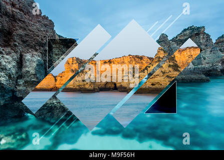 Poly scape nature background with ocean. Polyscape wilderness ...