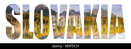 Slovakia letters isolated with image, panoramic lake view Stock Photo ...
