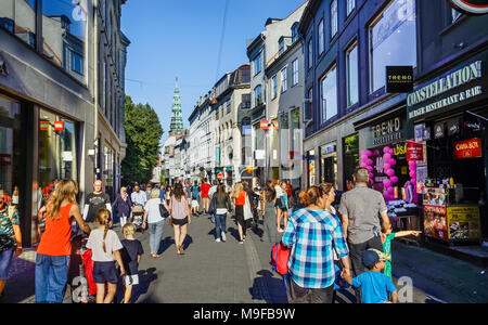 The Stroget street is a pedestrian, car free shopping area in ...