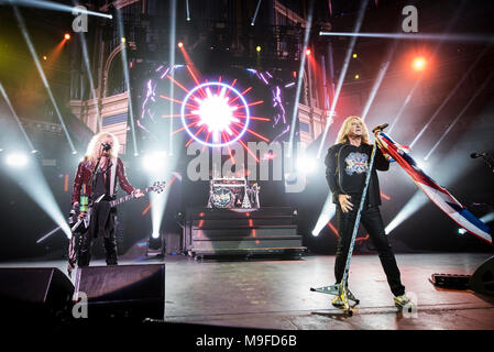 Def Leppard on stage during the first leg of their groundbreaking ...