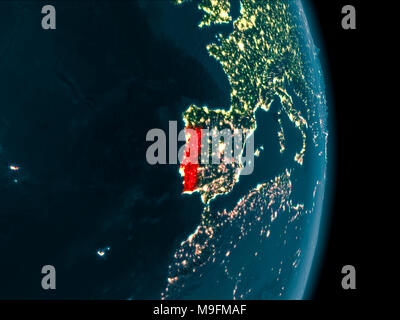 Illustration of Portugal as seen from Earth’s orbit. 3D illustration ...
