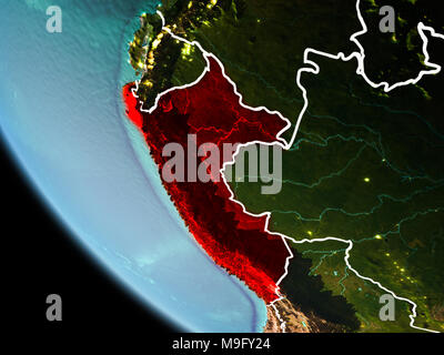 Peru from space with highly detailed surface textures and visible ...