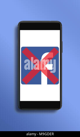 Warsaw,Poland- March 2018: Social campaign to delete Facebook accounts ...