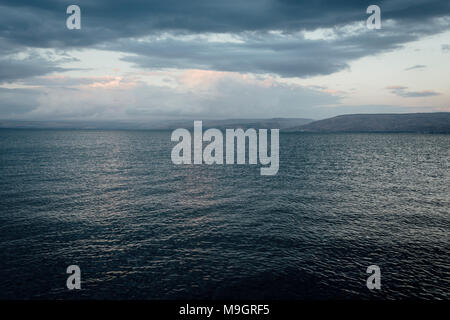 Old map of the sea of Galilee. Tiberias Lake. Israel, Middle East ...