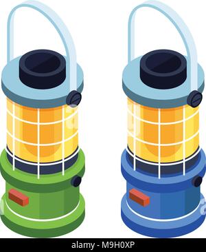 Kerosene lantern icon isometric vector. Old lamp. Oil candle fire Stock ...