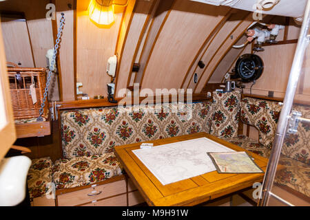 Officer's cabin on board HMS M33 in the Royal Naval Dockyard ...