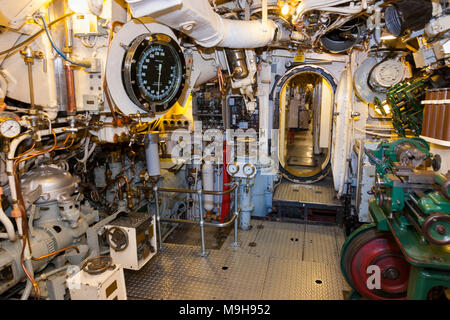 Engine room compartment & lathe tool. HMS Alliance, the A class ...