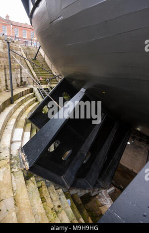 Metal supports / struts cradling the hull of Admiral Lord Nelson 's ...