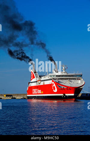 Corsica Linea car and passenger ferry Pascal Paoli maneuvering outside ...