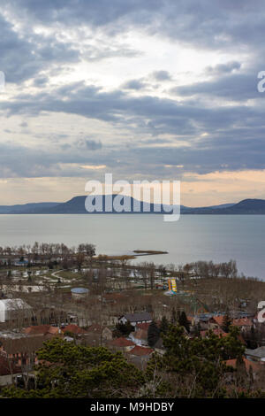 Lake Balaton view from Balatonboglar (Gombkilato), Hungary Stock Photo ...