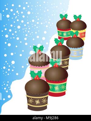 Chef with food decorated christmas cupcakes cartoon for party Stock ...