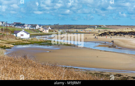 UK, Anglesey, Aberffraw. 25th March 2018. A view of Aberffraw bay and ...