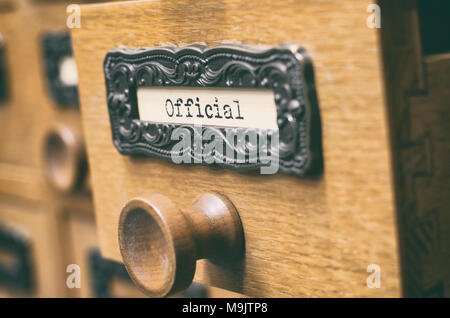 database concept. vintage cabinet. library card or file catalog Stock ...