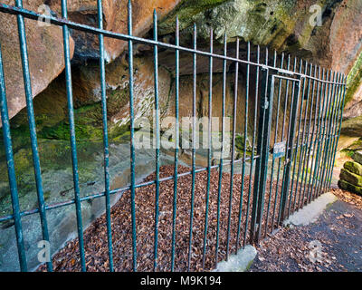 14th century Hermit's Cave at the base of Cratcliffe Rocks, near the ...
