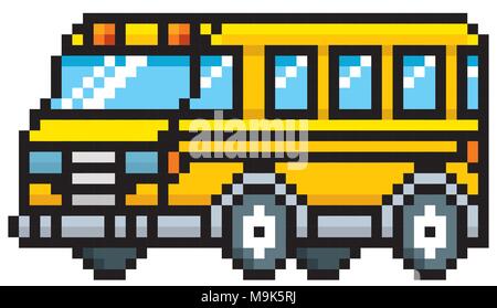 School bus pixel art. Vector illustration on a white background Stock ...