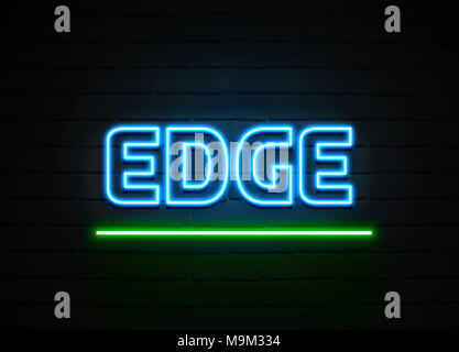 EDGE - Glowing Neon Sign on stonework wall - 3D rendered royalty free ...