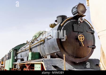 Jordan, old railway with steam engine in Wadi Rum station Stock Photo ...