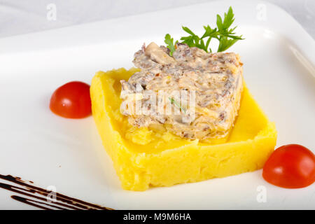 Fricassee with mushed potato served parsley Stock Photo - Alamy