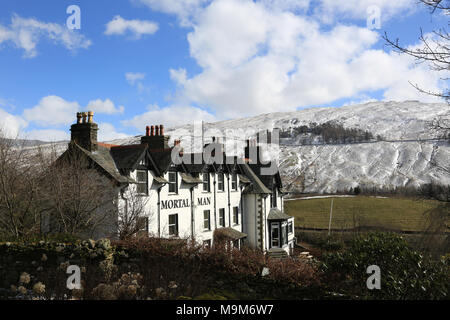 The Mortal Man Inn at Troutbeck in the Lake District, near Windermere ...