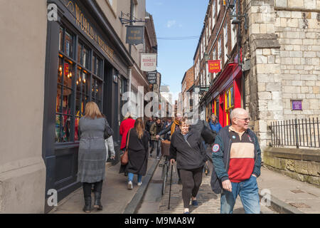 People in a street scene, the Shambles, York old city, Yorkshire ...