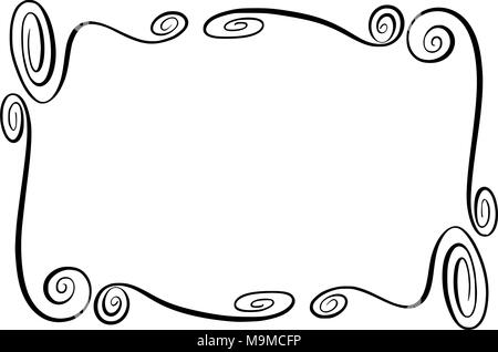 Flourish Vector Frame. Rectangle with squiggles, twirls and ...