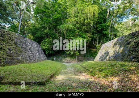 The ancient ball game arena at the ancient mayan city of Chichen Itza ...