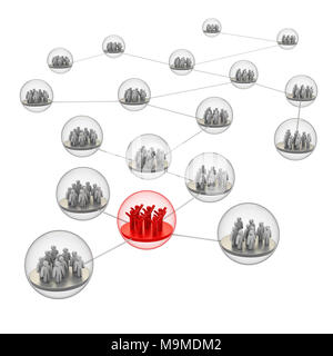 3d rendering of a team connection and social network symbol on a blurry ...