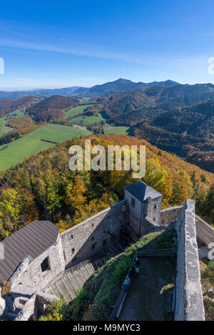 Kaumberg: view from tower of Araburg Castle, view to Gutenstein Alps ...