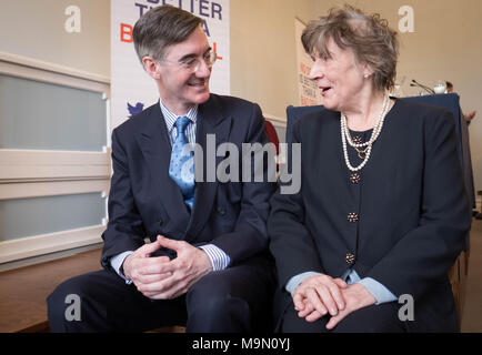 Jacob Rees-Mogg, with his Mother Lady Gillian Rees-Mogg, speaking at ...