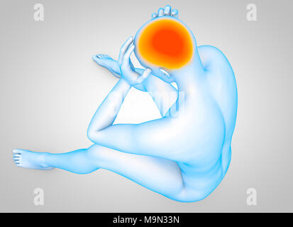 Skull, pain, headaches, neurons, synapses, neural network, brain ...
