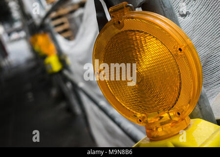 blinking light, warning light, road construction, construction site ...