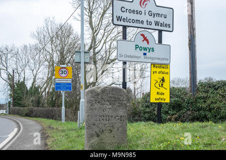 Welcome to Wales Road Sign Powys Wales UK DB1 Stock Photo - Alamy