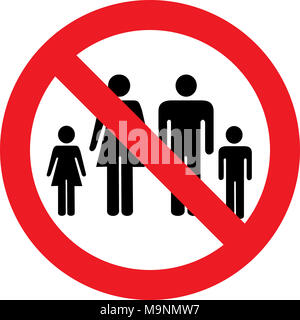 Ban family icon. Family no, child prohibition, warning and stop, vector ...