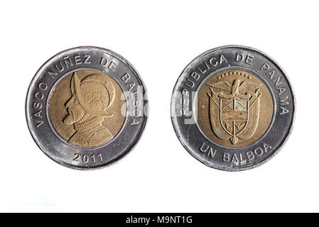 Panama money, Balboa coins and one dollar banknote, Tender, Financial ...