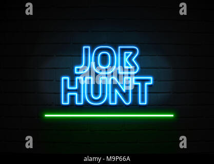 Hunt neon sign - Glowing Neon Sign on brickwall wall - 3D rendered ...
