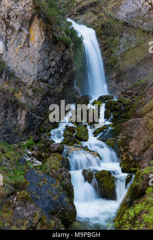 Waterfall in the Wasserlochklamm Gorge, Palfau, Gesäuse National Park ...