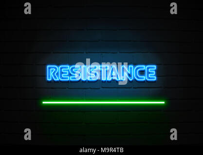 RESISTANCE - Glowing Neon Sign on stonework wall - 3D rendered royalty ...
