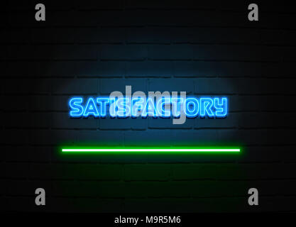 SATISFACTORY - Glowing Neon Sign on stonework wall - 3D rendered ...