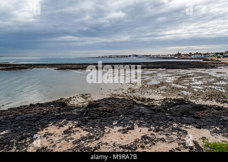 Morning view of Corralejo beach on Fuerteventura, Canary Islands, Spain ...