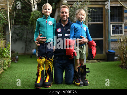 Ben Fogle with his son Luda and daughter Iona, at their home in west ...