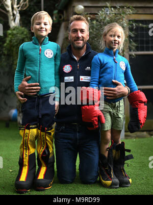 Ben Fogle with his son Luda and daughter Iona, at their home in west ...