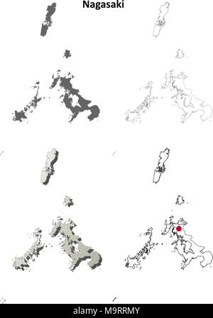 Nagasaki blank outline map set Stock Vector Image & Art - Alamy