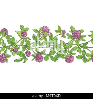Seamless pattern with clover, herbal branch and bows. Background with ...