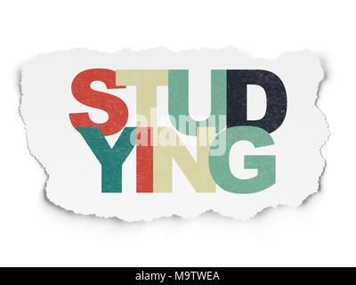 Learning concept: Studying on Torn Paper background Stock Photo - Alamy