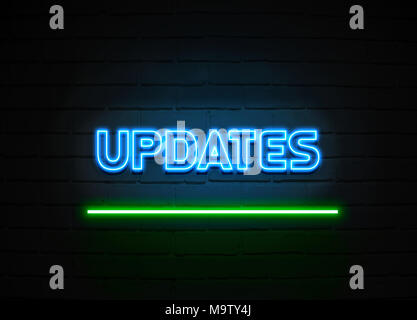 Updates neon sign - Glowing Neon Sign on brickwall wall - 3D rendered ...