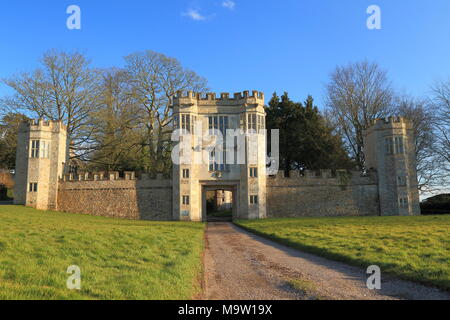 Elizabethan gatehouse of Old Shute House (aka Shute Barton), located at ...
