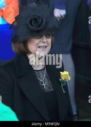 Sir Ken Dodd's wife Lady Anne and nephew John Lewis after the funeral ...