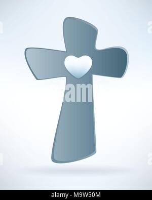 heart with cross religious symbol Stock Vector Image & Art - Alamy